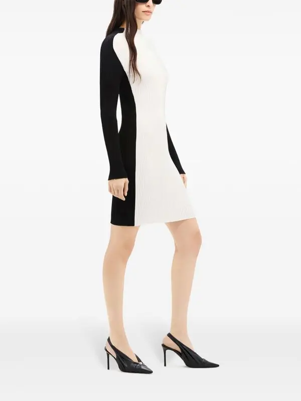 COURREGES Contrast-frame Ribbed Knit Mini Dress