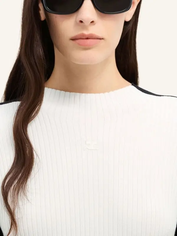 COURREGES Contrast-frame Ribbed Knit Mini Dress