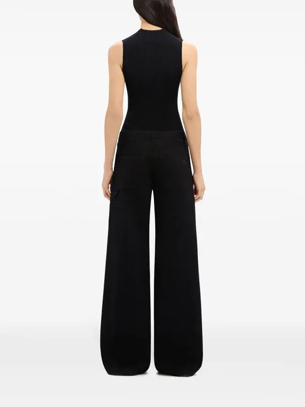 COURREGES Contrast Frame Ribbed Tank Top - Black