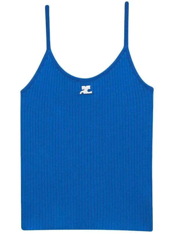 COURREGES Ribbed-knit Tank Top - Blue