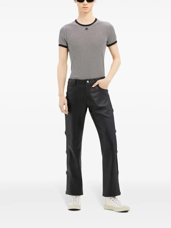 COURREGES Houndstooth-pattern Cotton T-shirt - Black