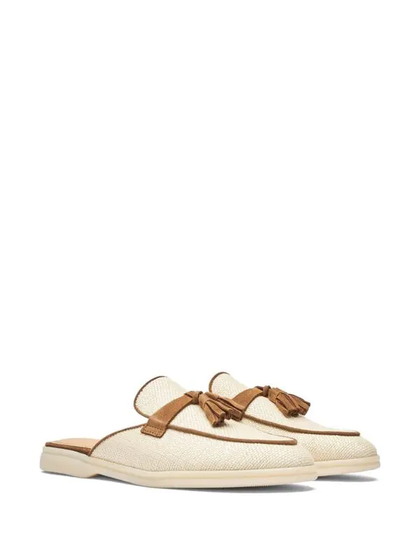 SCAROSSO Lucrezia Raffia Mules - Neutrals