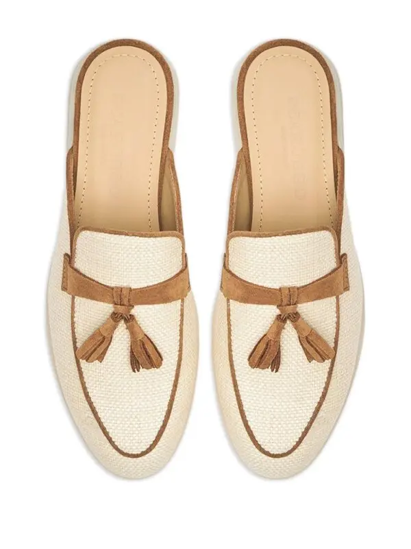 SCAROSSO Lucrezia Raffia Mules - Neutrals