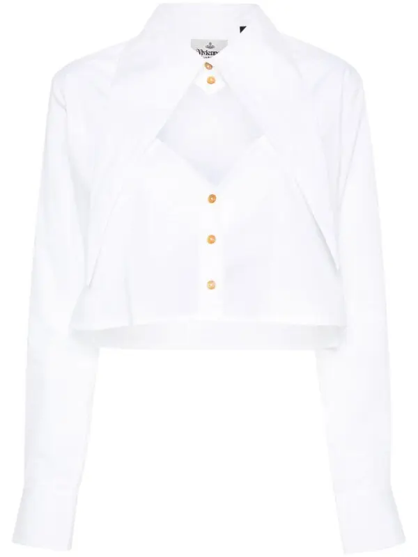 VIVIENNE WESTWOOD Cut-off Heart Cropped Shirt - White