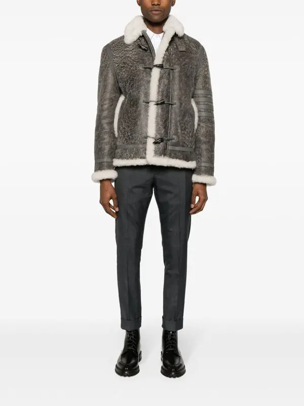 Thom Browne Shearling-trim Leather Jacket