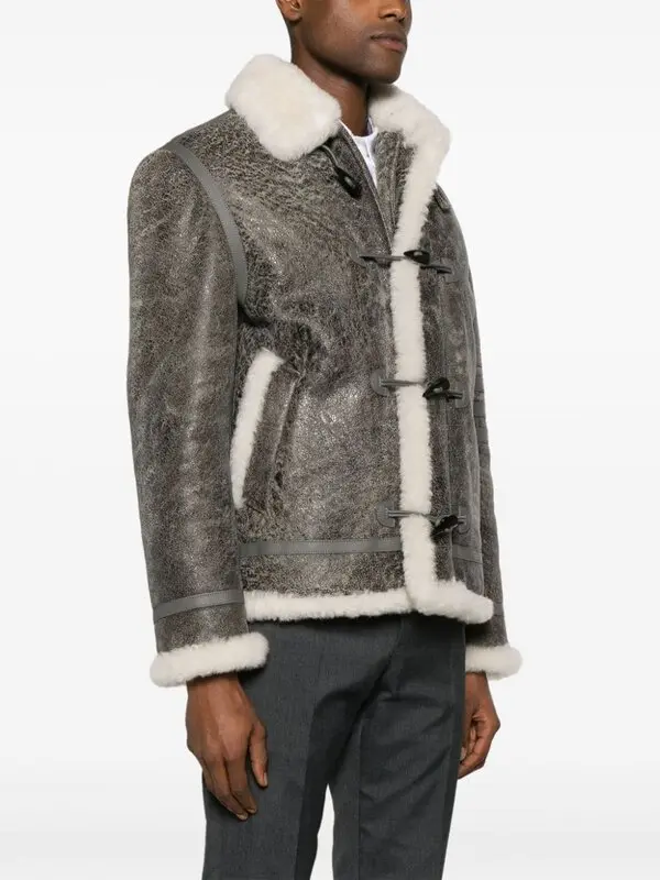 Thom Browne Shearling-trim Leather Jacket
