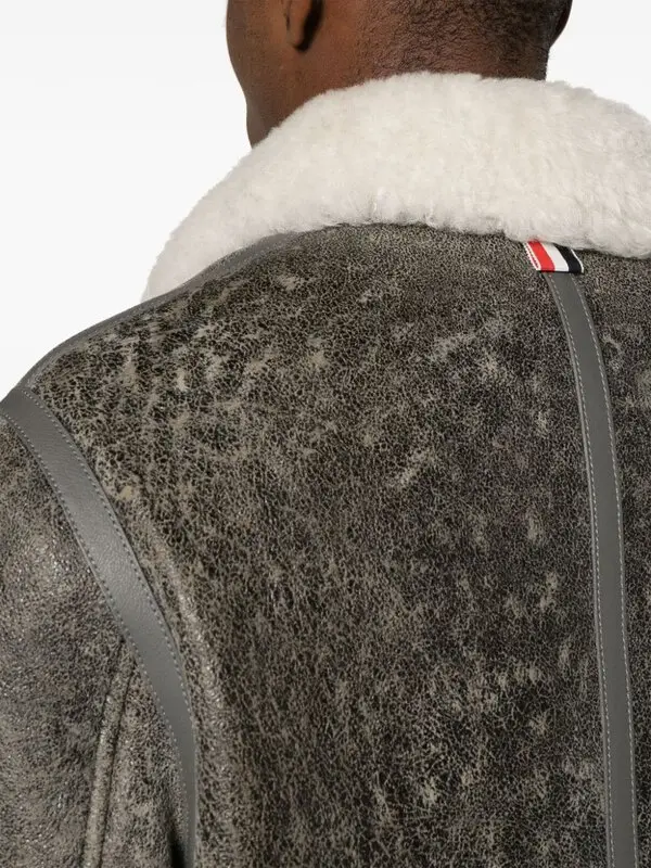 Thom Browne Shearling-trim Leather Jacket
