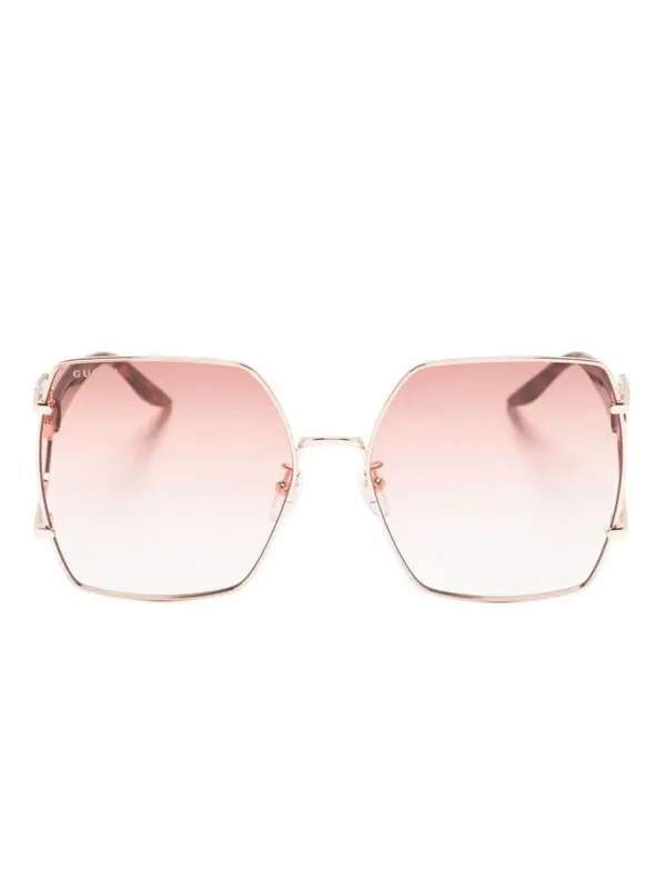 Gucci Double G Oversize-frame Sunglasses - Gold