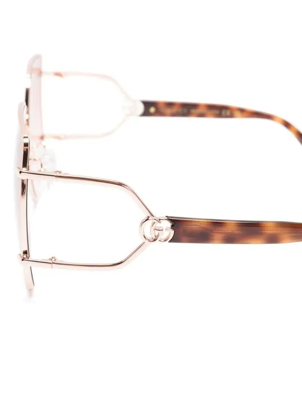 Gucci Double G Oversize-frame Sunglasses - Gold