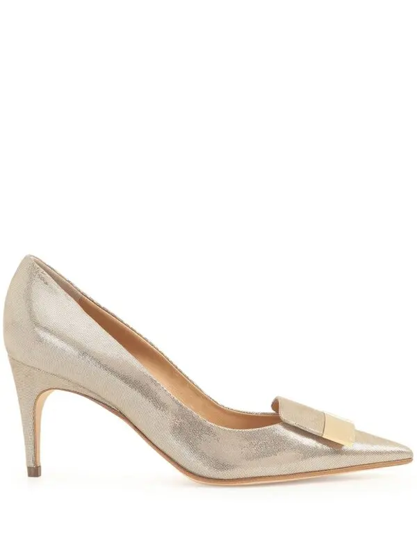 SERGIO ROSSI 45mm Laminated Leather Pumps - Metallic