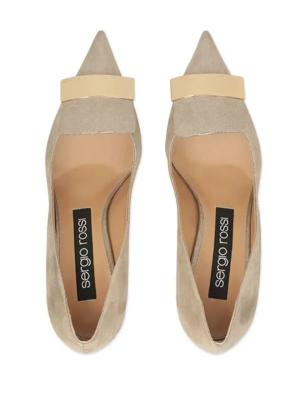 SERGIO ROSSI 45mm Laminated Leather Pumps - Metallic