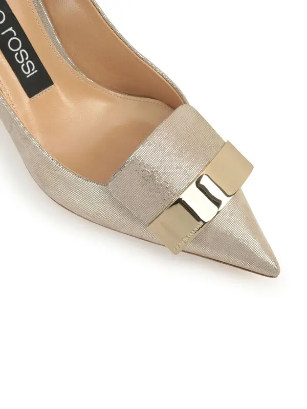 SERGIO ROSSI 45mm Laminated Leather Pumps - Metallic