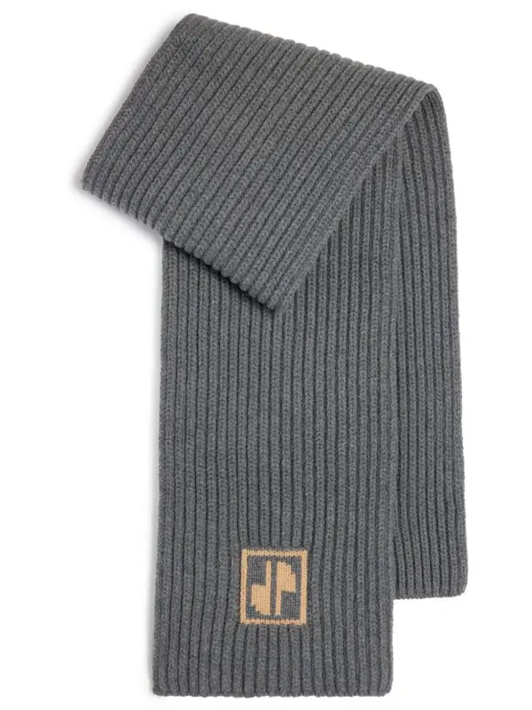 Patou Jp Ribbed Scarf - Grey