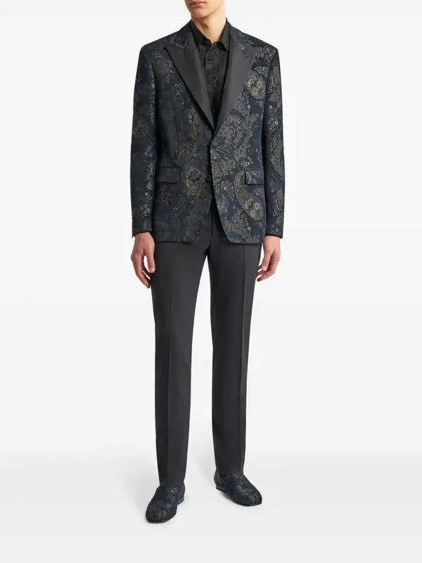 Etro Peak-lapel Jacquard Blazer - Blue