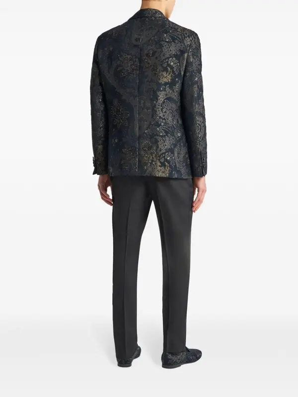 Etro Peak-lapel Jacquard Blazer - Blue