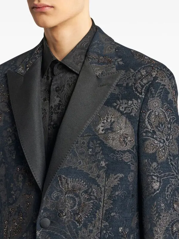 Etro Peak-lapel Jacquard Blazer - Blue