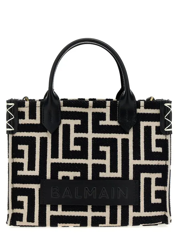 Balmain B-army Small Shopping Bag - White/black