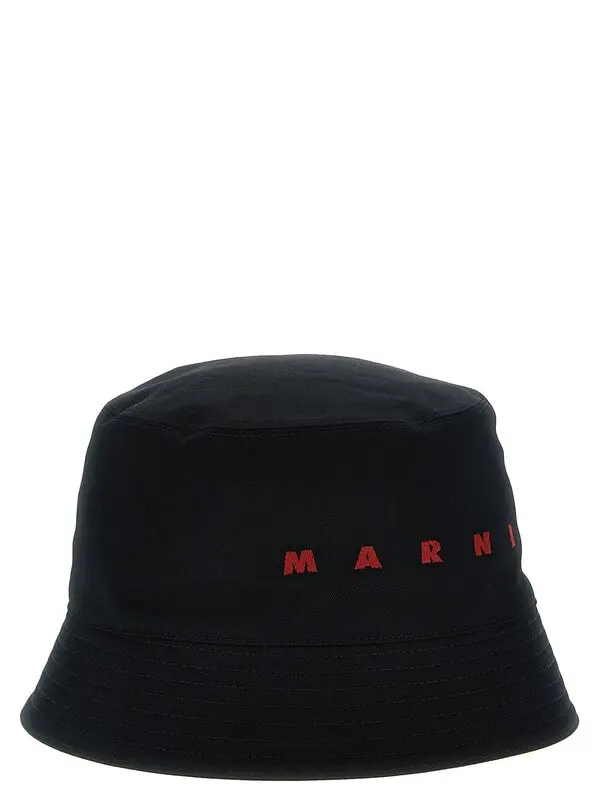Marni Logo Embroidered Bucket Hat - Black