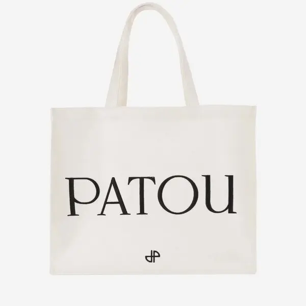 Patou Large Cotton Canvas Tote Bag