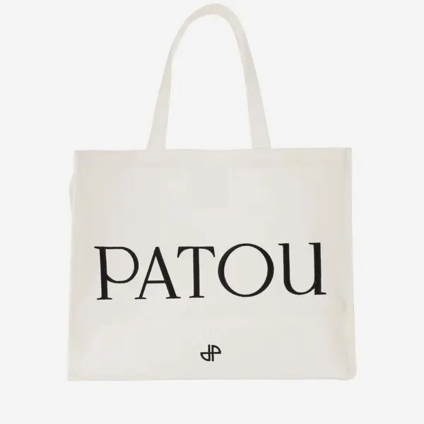 Patou Large Cotton Canvas Tote Bag