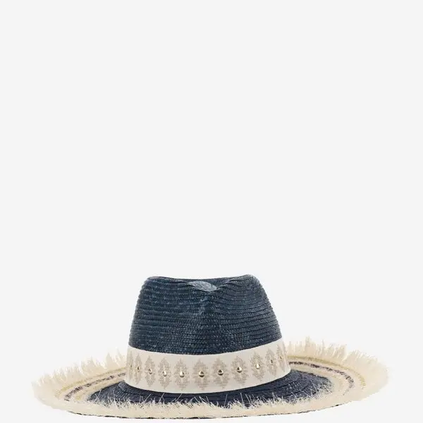 FERRUCCIO VECCHI Straw And Viscose Hat - Blue