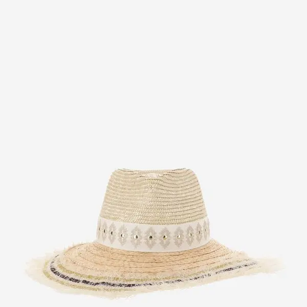 FERRUCCIO VECCHI Straw And Viscose Hat - Beige