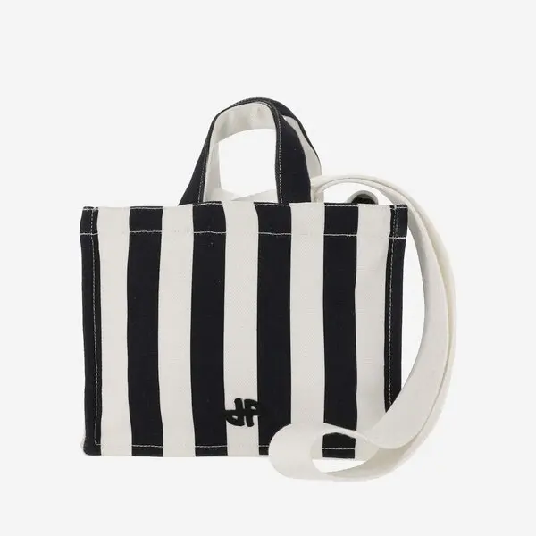 PATOU Small Striped Cotton Canvas Tote Bag - Red