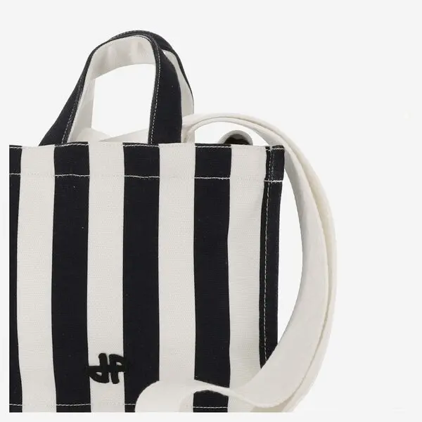 PATOU Small Striped Cotton Canvas Tote Bag - Red