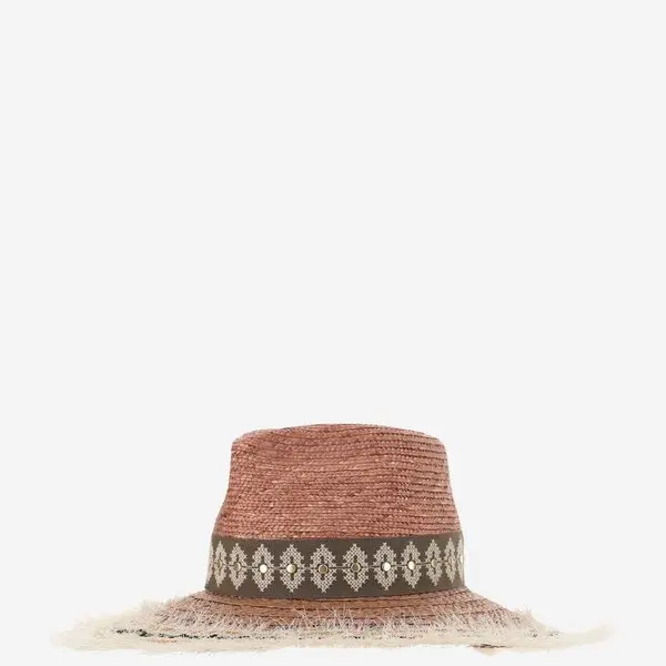 FERRUCCIO VECCHI Straw And Viscose Hat With Embroidery