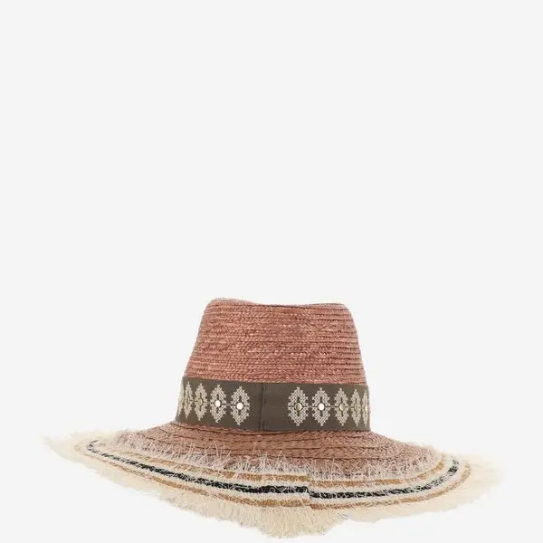 FERRUCCIO VECCHI Straw And Viscose Hat With Embroidery