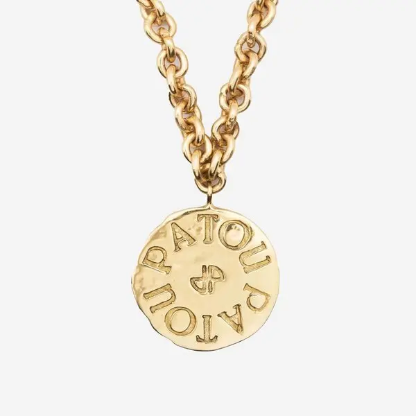 Patou Brass Necklace With Logo Charm