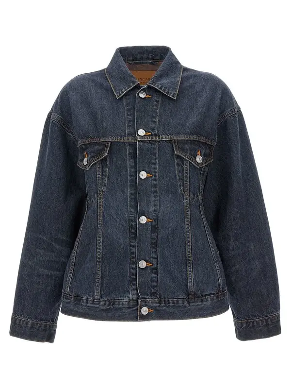 Balenciaga Hourglass Denim Jacket - Blue