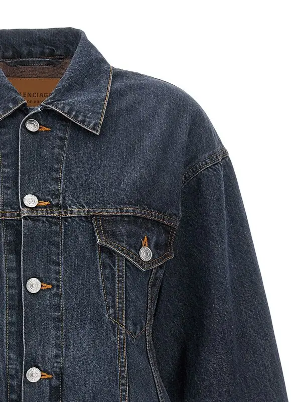 Balenciaga Hourglass Denim Jacket - Blue
