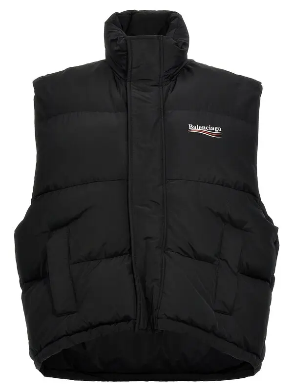 Balenciaga Puffer Cocoon Political Campaign' Vest In Black