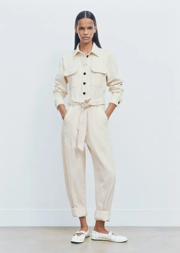 ME+EM Cotton Herringbone Utility Jumpsuit