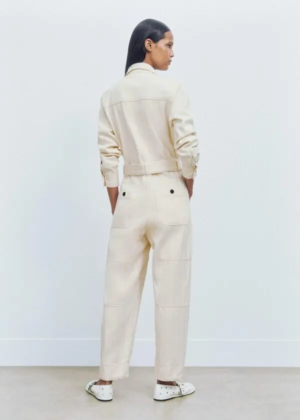 ME+EM Cotton Herringbone Utility Jumpsuit