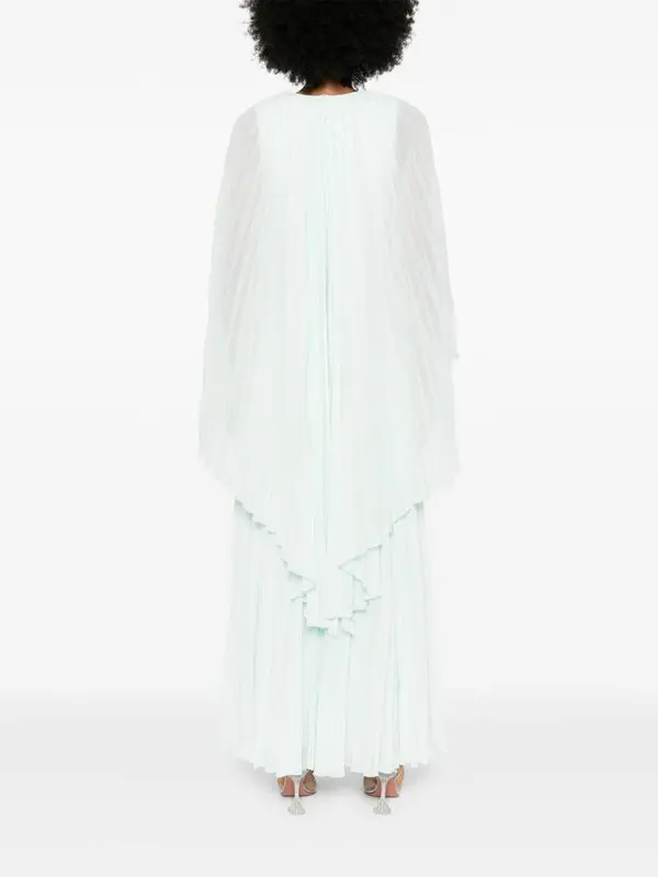 Huishan Zhang Plissé Cape Gown