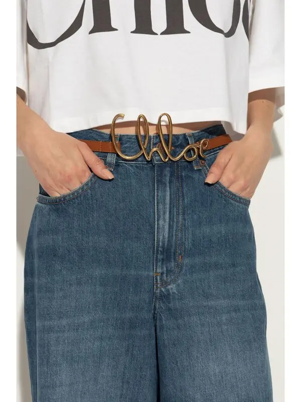 Chloé Logo Buckle Leather Belt