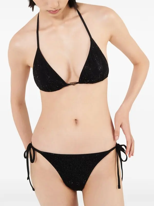 Prada Logo-plaque Side-tie Bikini Bottom - Black