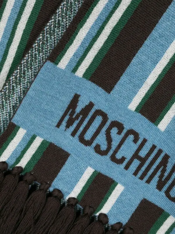 Moschino Logo-intarsia Striped Scarf