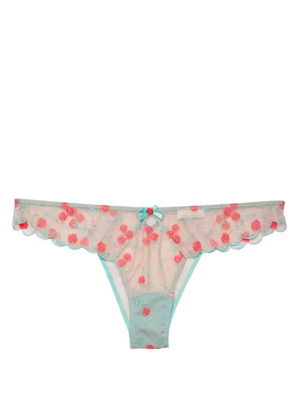 FLEUR DU MAL Rose And Vine Embroidered Cheeky Briefs