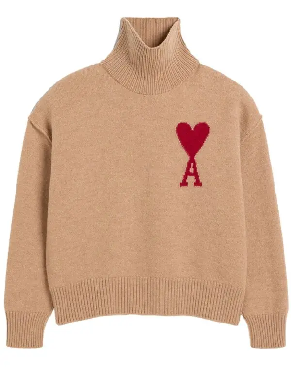 AMI Paris De Coeur Wool Jumper - Neutrals