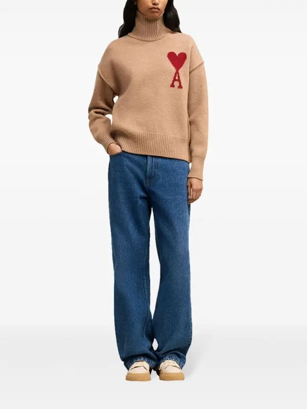AMI Paris De Coeur Wool Jumper - Neutrals