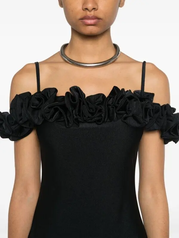 Coperni Ruffle-detail Maxi Dress - Black