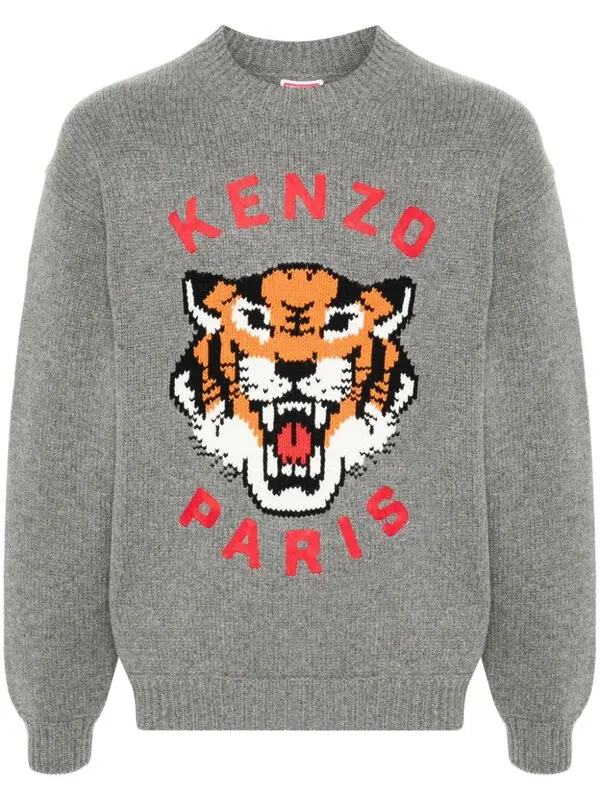 Kenzo Lucy Tiger Intarsia Jumper - Grey