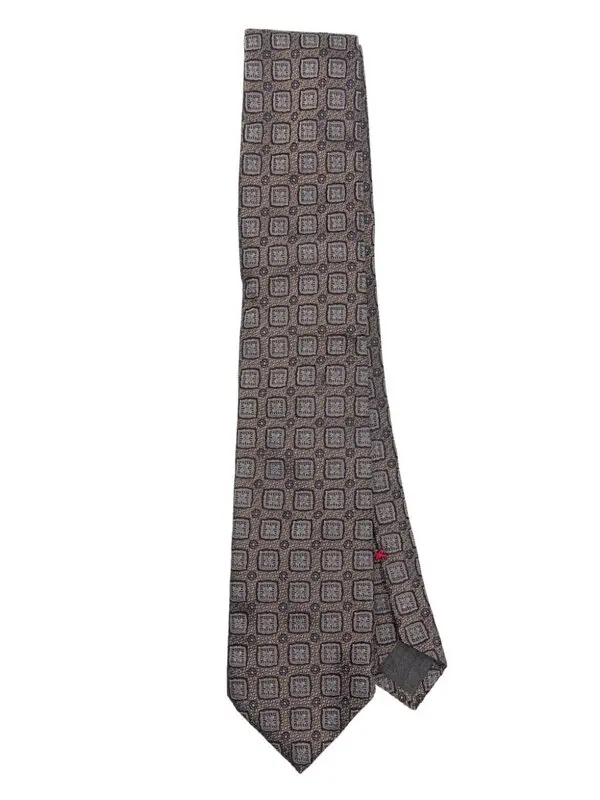 Brunello Cucinelli Patterned-jacquard Silk Tie - Brown
