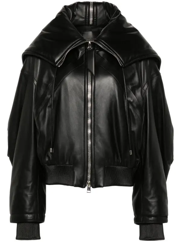 Attico Padded Leather Bomber Jacket