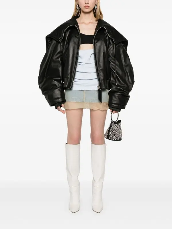 Attico Padded Leather Bomber Jacket