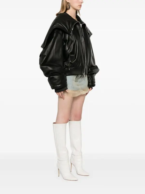 Attico Padded Leather Bomber Jacket