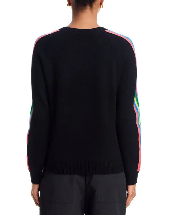 Aqua 100% Cashmere Rainbow Athletic Stripe Sweater Exclusive